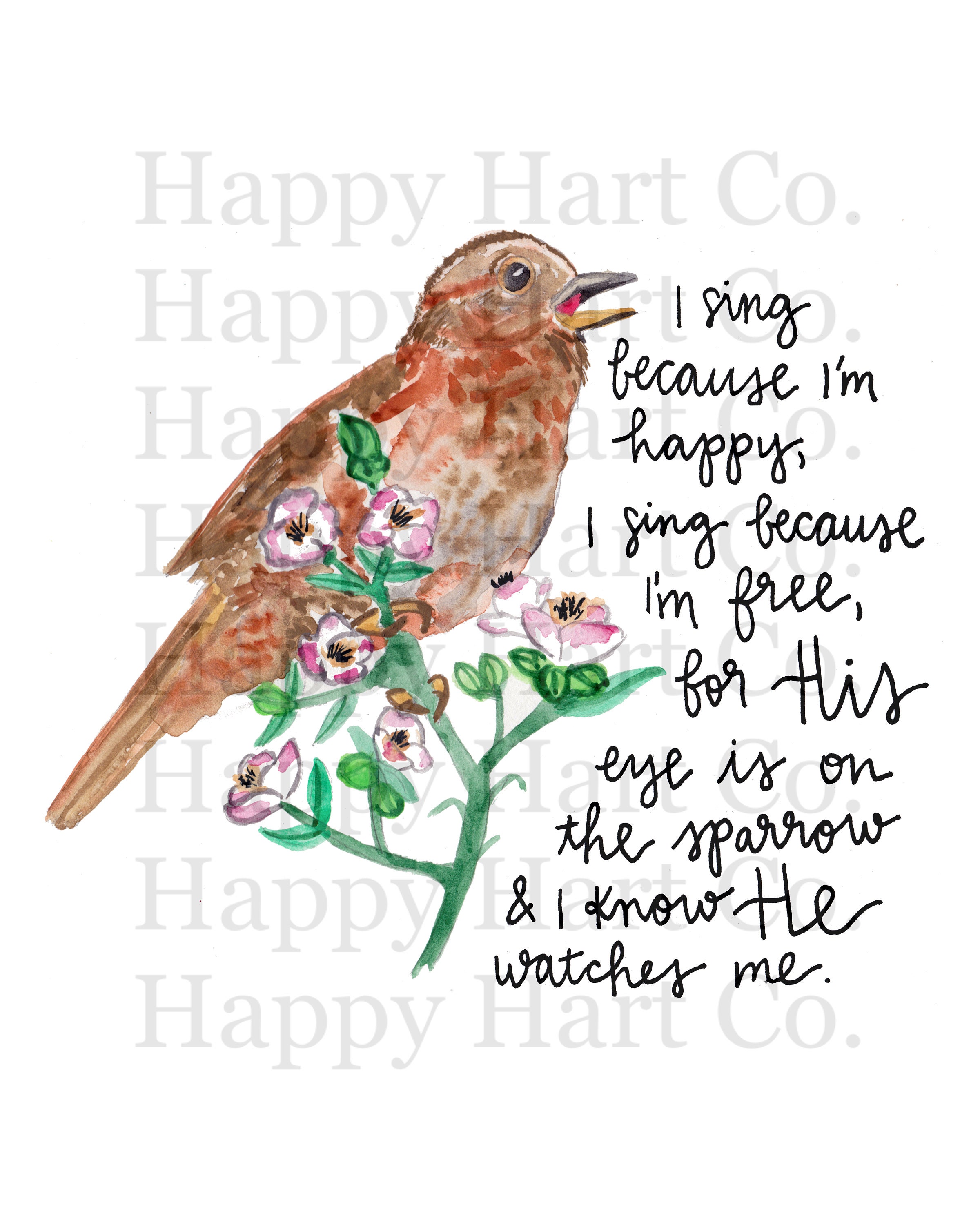 His Eye is on the Sparrow Wall Art Print, Hymn Wall Art Print ...