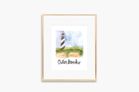 Outer Banks OBX Watercolor Painting Print Wall Art Bodie | Etsy