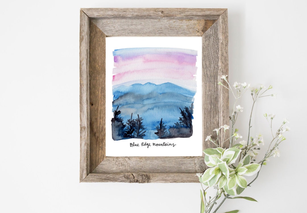 Blue Ridge Mountains Wall Art Watercolor Painting, Appalachian National ...