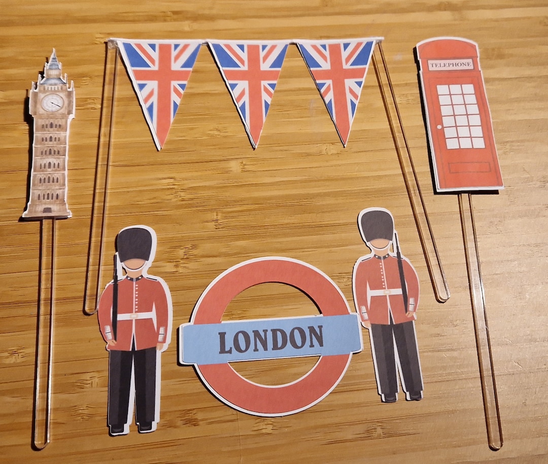 London Theme Cake Toppers Party Bundle X24 Pieces - Etsy