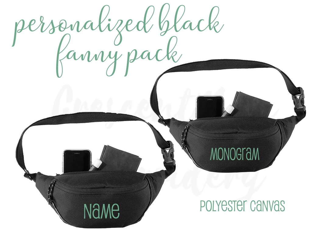 Custom Embroidery Black Fanny Pack, Monogrammed Hip Pack, Vacation ...