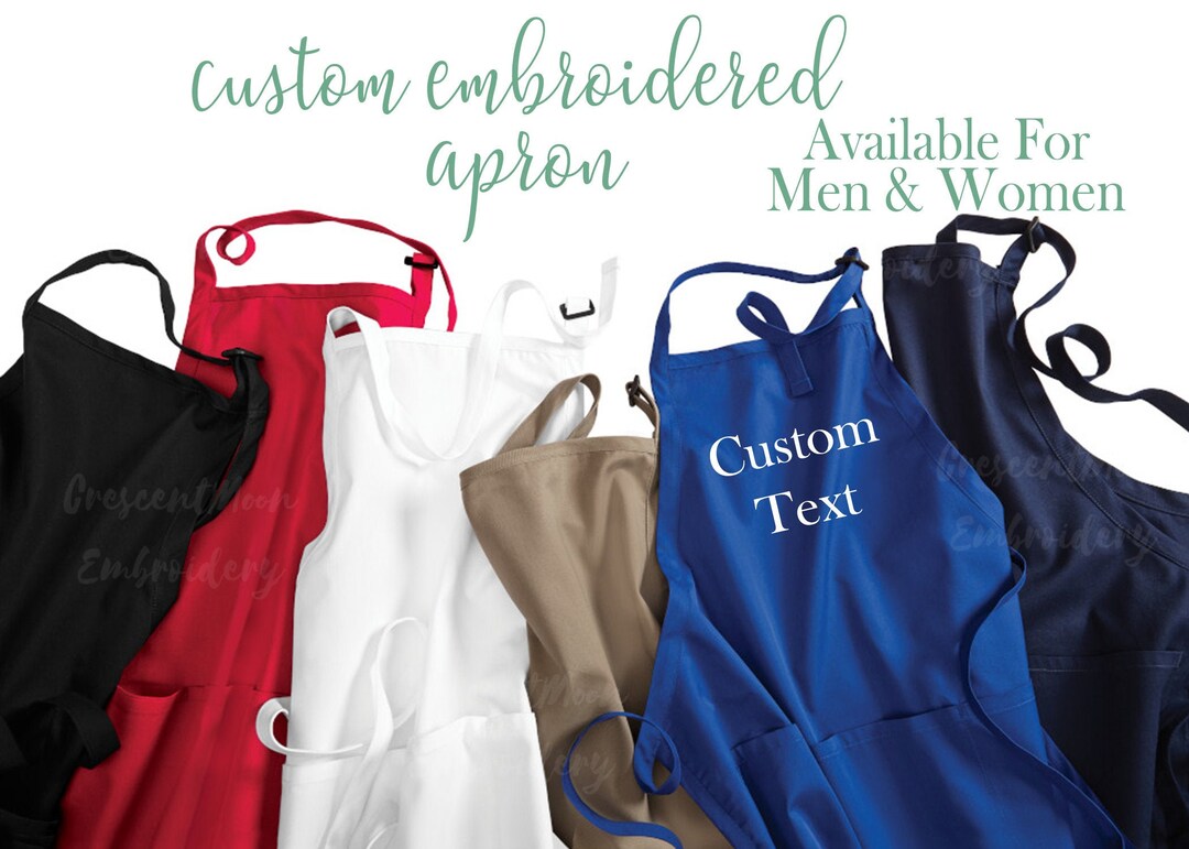 Personalized Full-length Apron With Pockets, Custom Embroidered Apron ...