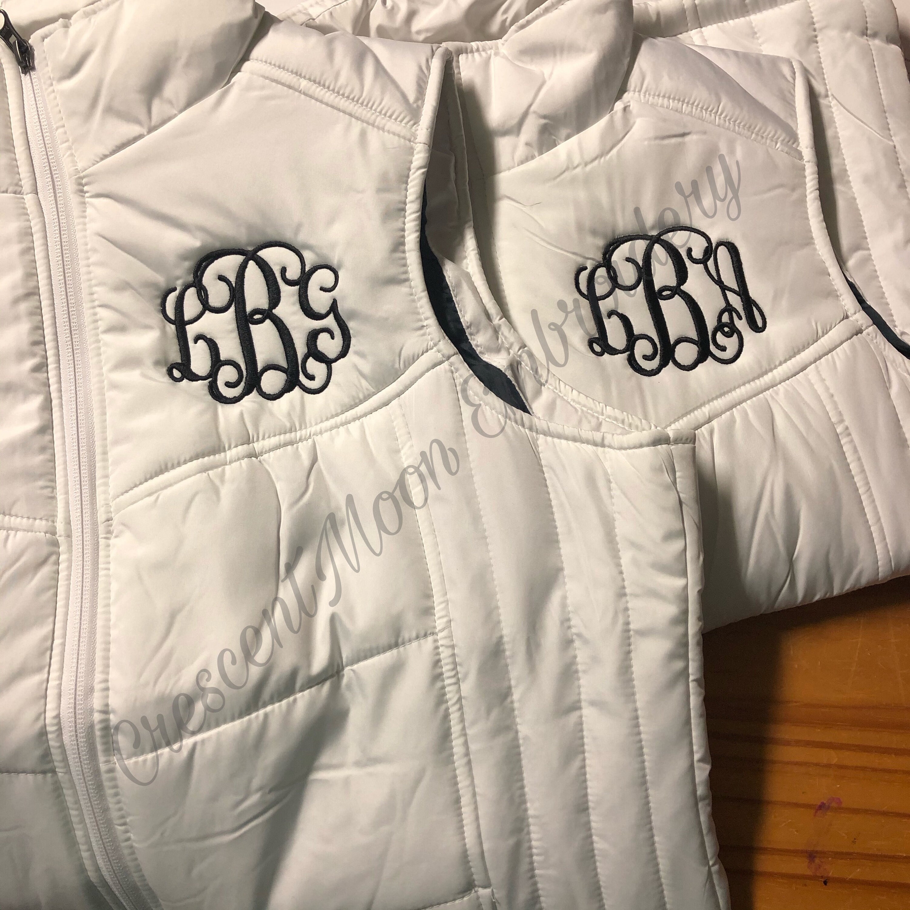 Personalized Embroidered Puffy Vest, Ladies Monogrammed Zip-up - Etsy