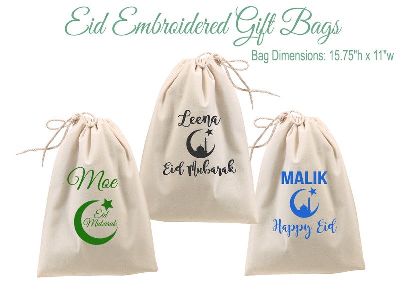 Embroidered Eid Gift Bags Happy Eid Bag Eid Mubarak Gift - Etsy