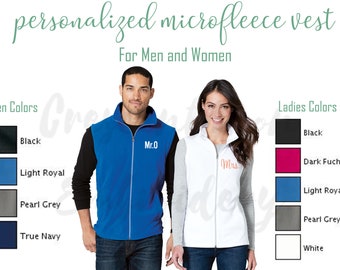 Monogrammed Men's Fleece Vest Personalized Vest Full Zip | Etsy