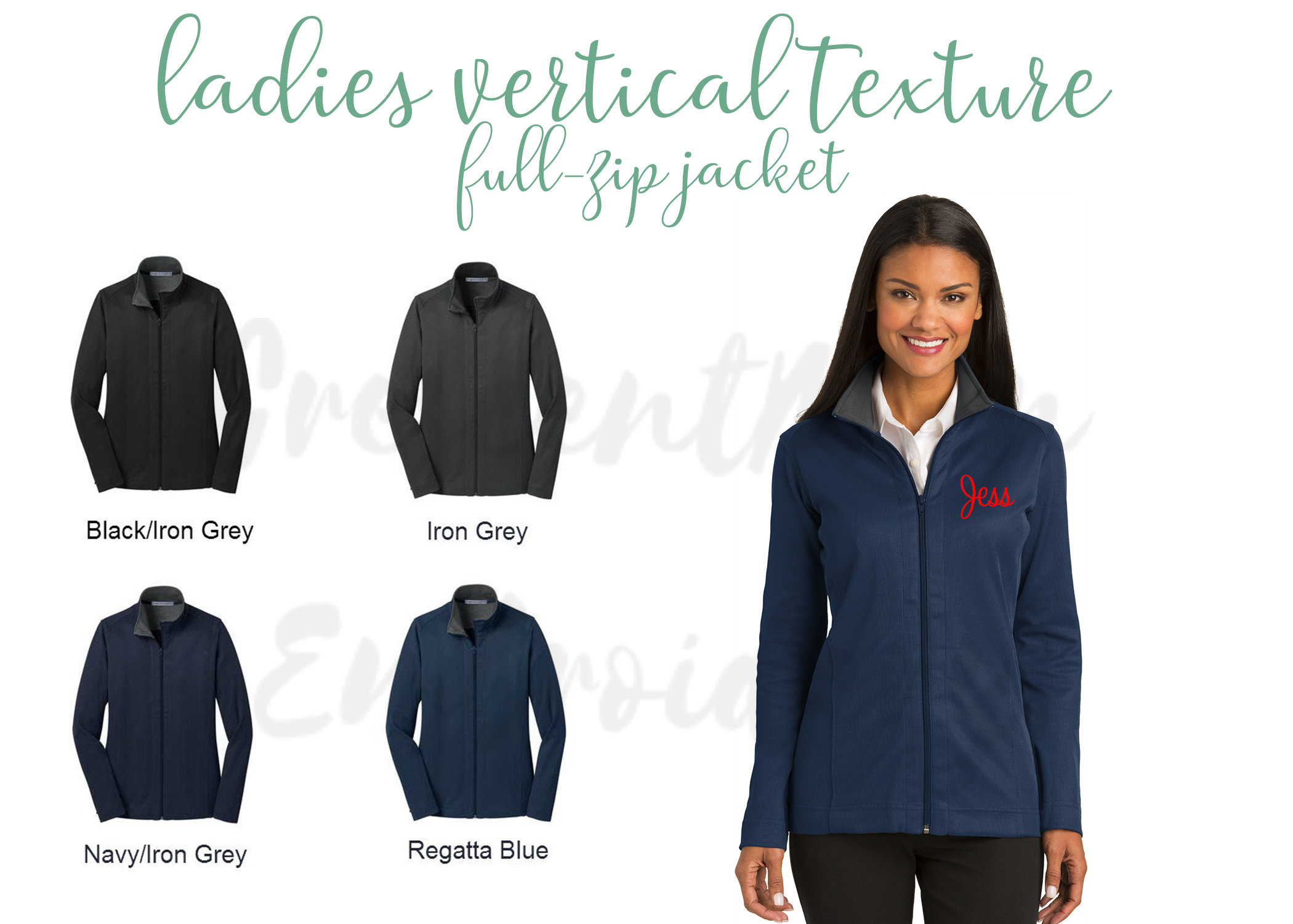 Personalized Ladies Full Zip Jacket, Custom Embroidered Vertical ...
