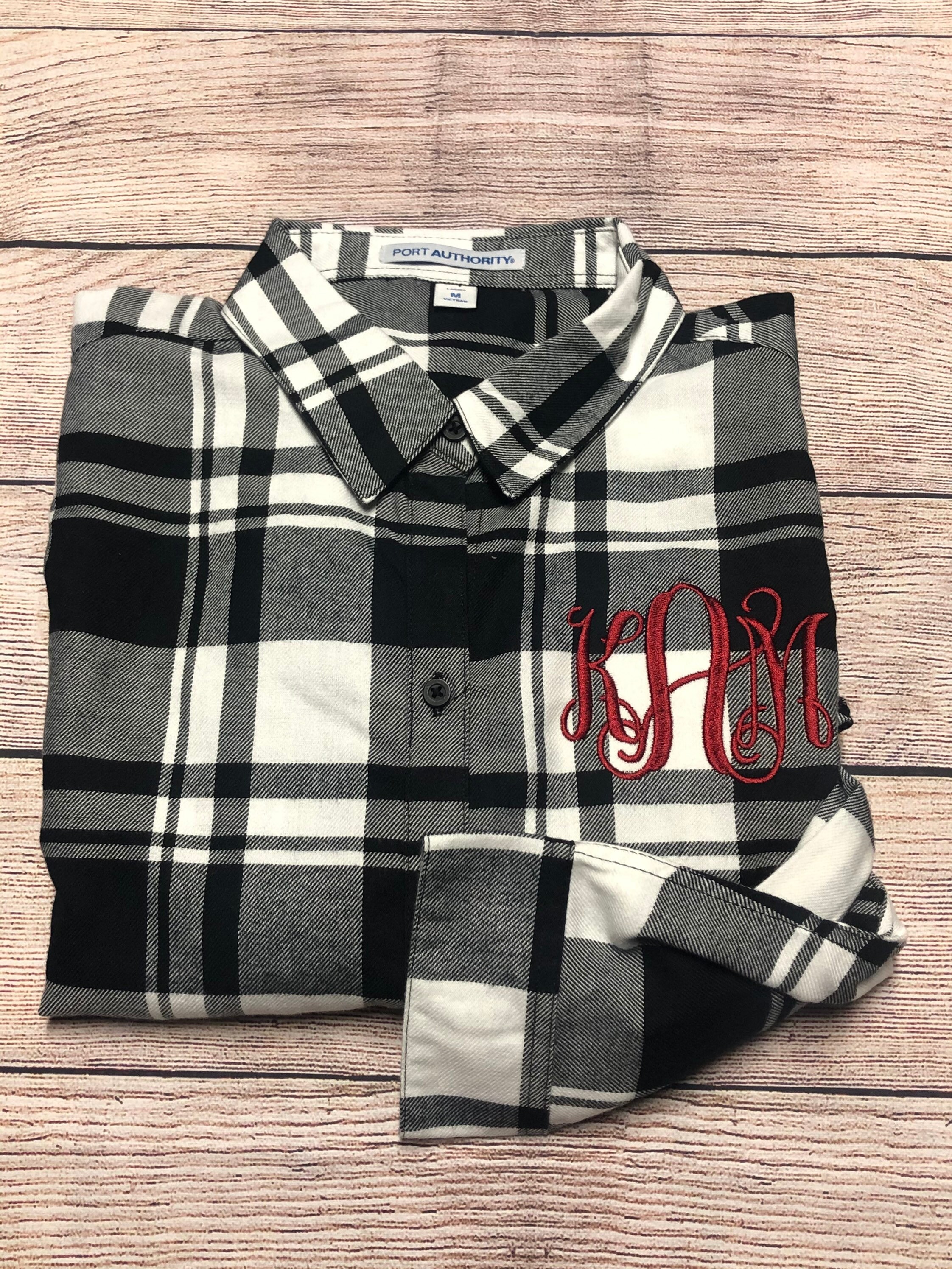 Ladies Embroidered Flannel Shirt, Plaid Tunic, Bridal Party - Etsy