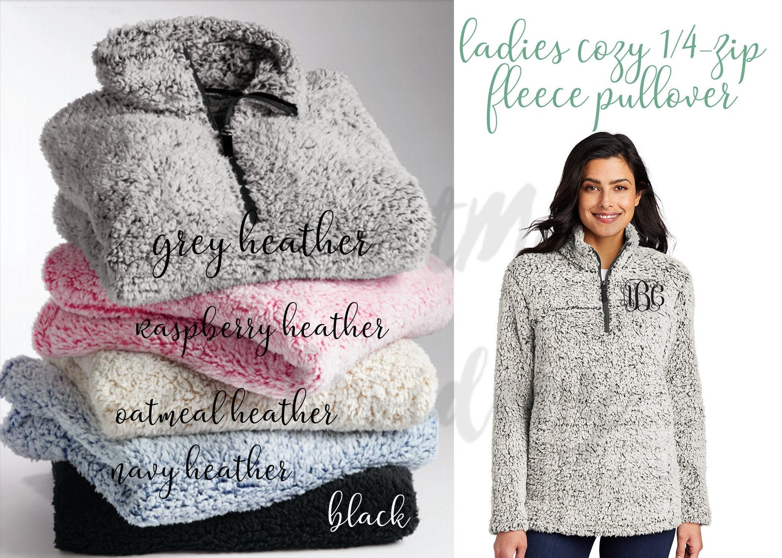 Embroidered Sherpa Pullover, Ladies Cozy 1/4-zip Fleece, Custom ...