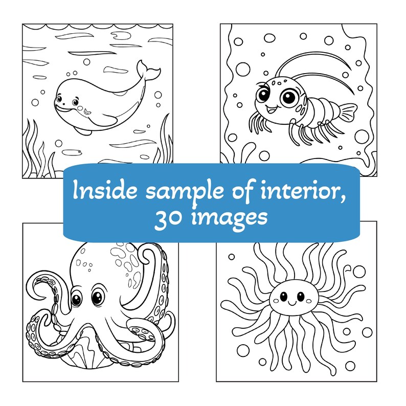 Bold and Easy Ocean Animals Coloring Book 30 Cute Sea Animal Printable ...