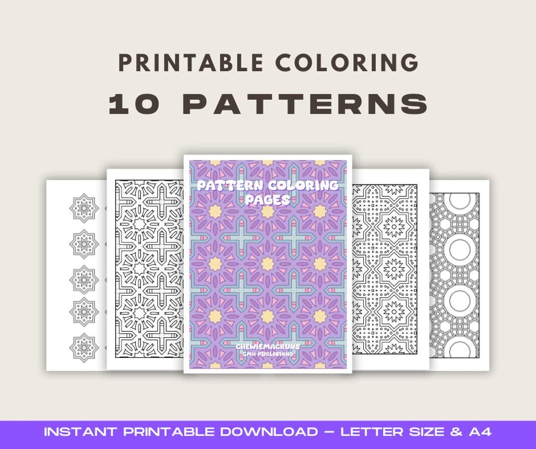 Satisfying Pattern Coloring Pages | 10 Relaxing Geometric Printable ...