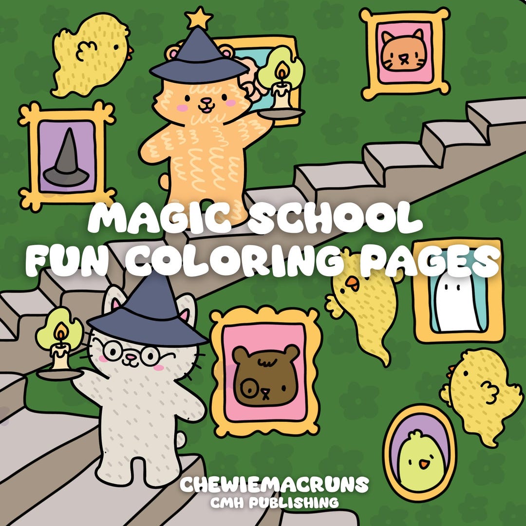 Cute Coloring Pages Magic School, 10 Fantasy Friends Pages (PDF Digital ...