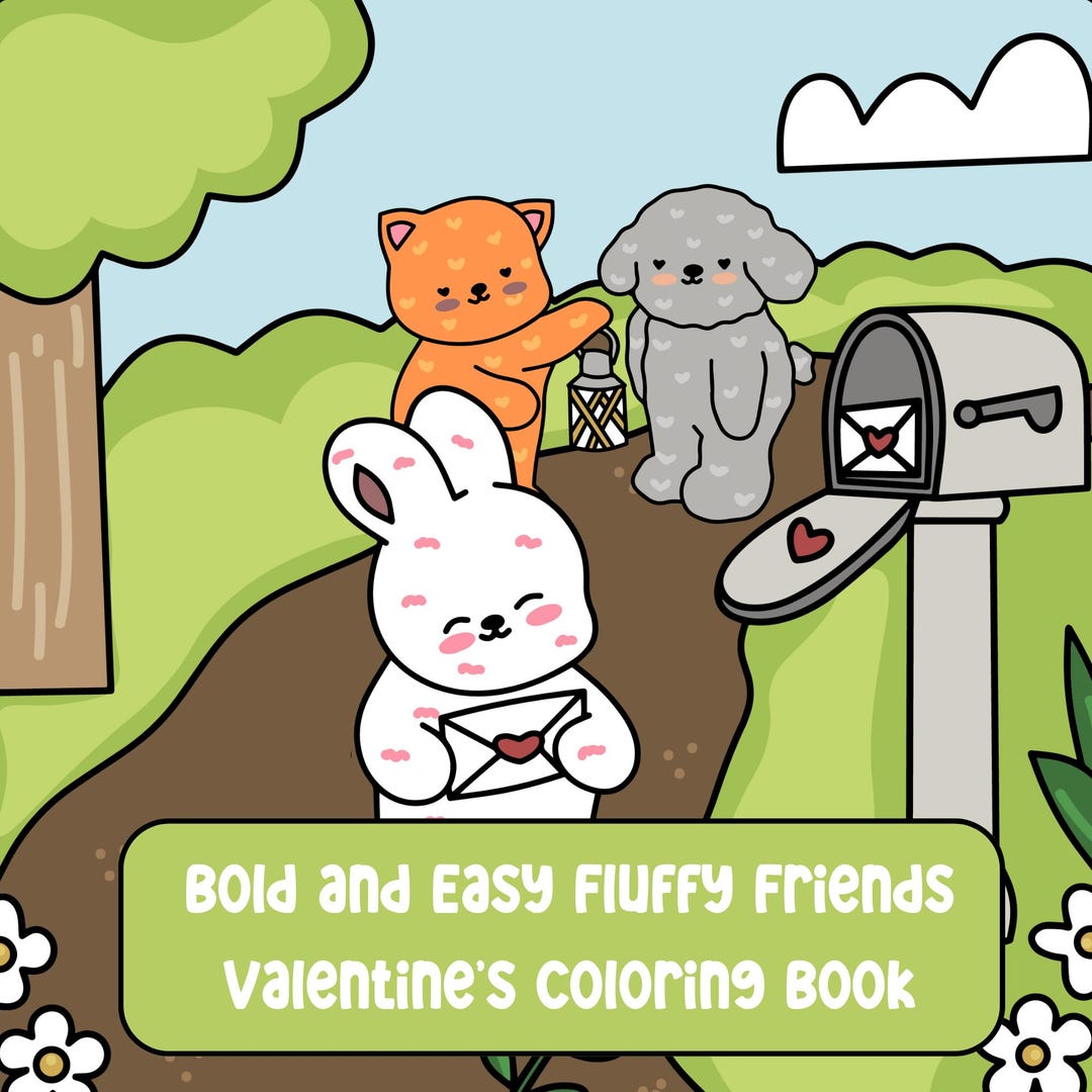 Bold and Easy Fluffy Friends Valentine Coloring Pages | 30 Adorable ...