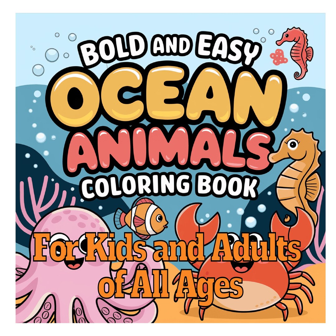 Bold and Easy Ocean Animals Coloring Book 30 Cute Sea Animal Printable ...