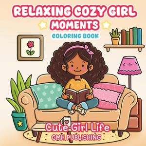 Relaxing Cozy Girl Moments Coloring Book | Set of 40 Stress Relief ...
