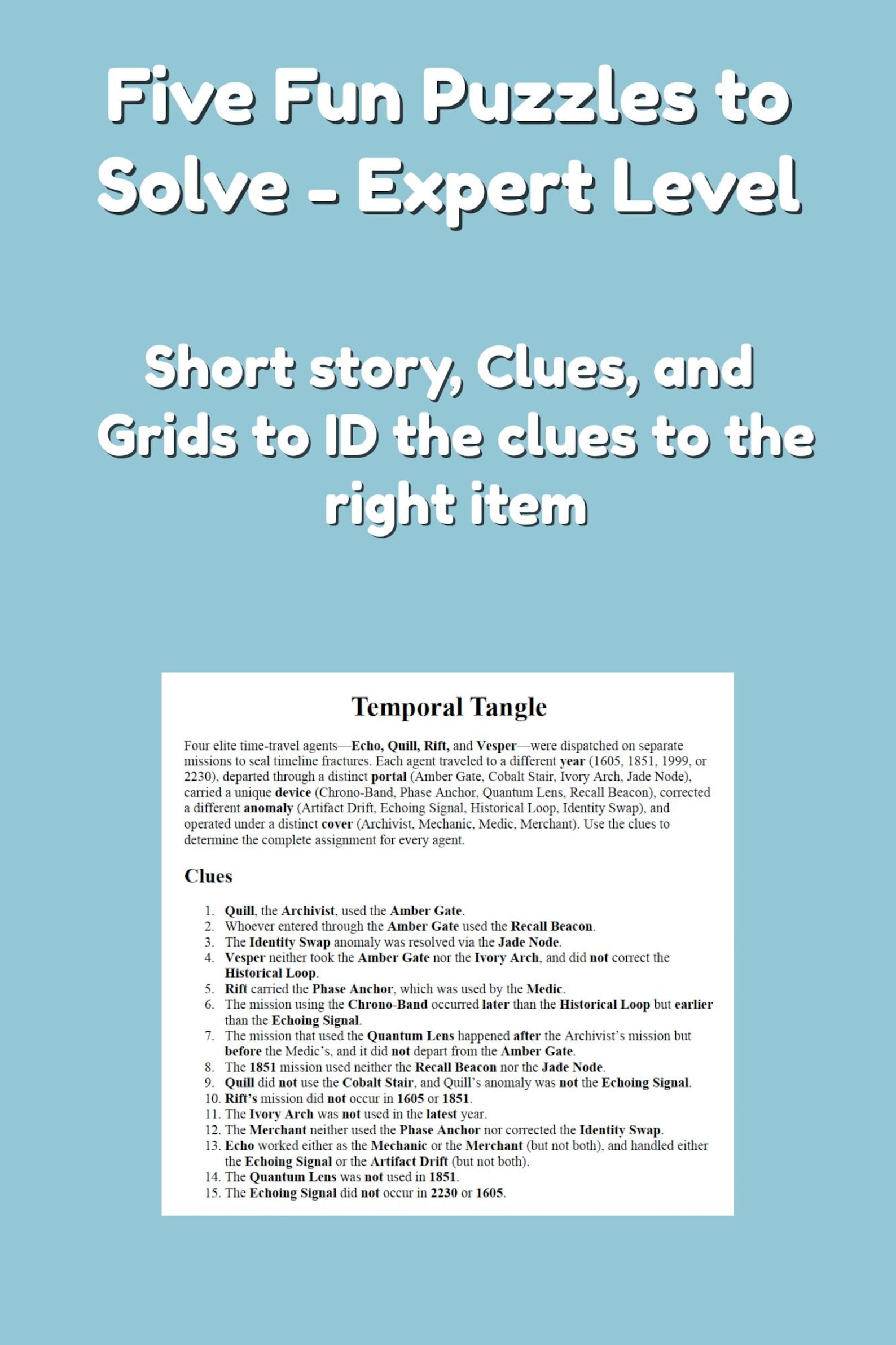 Printable Crime Mystery Logic Puzzle Adults: Digital PDF Brain Teaser ...