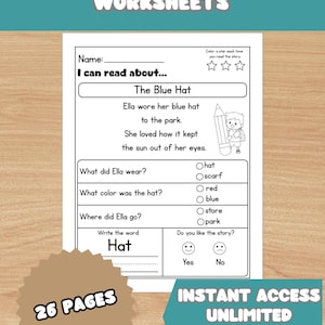 Reading Comprehension Workbook Ages 3-6 | 26 Instant PDF Printable ...