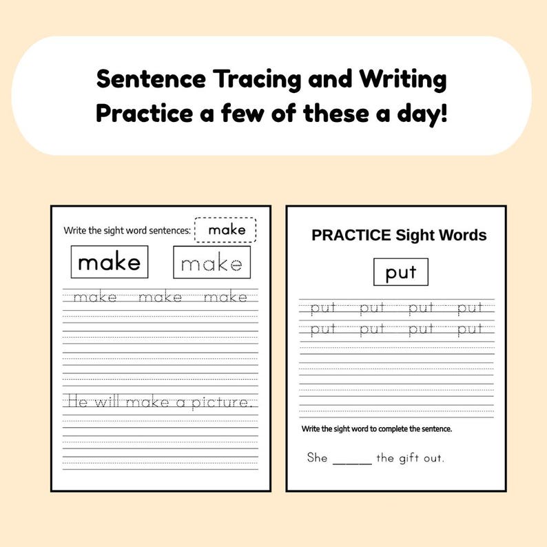 80 Printable Sight Words Worksheets, Dolch First Grade Sight Word Work ...