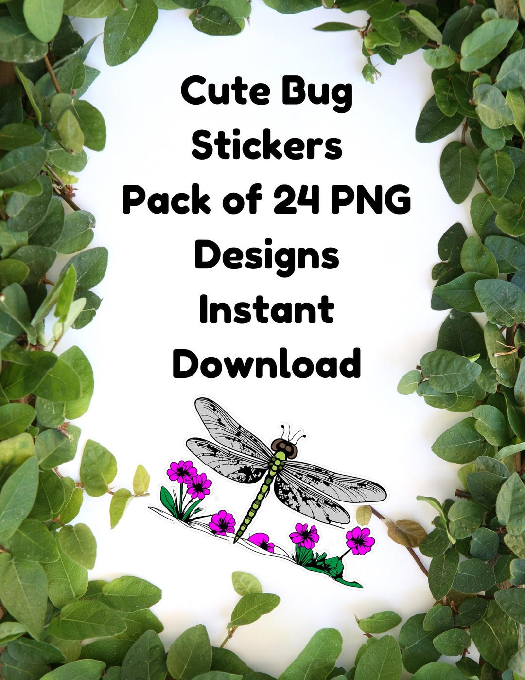 Cute Bug Stickers, Cute Insect Print | Digital PNG Sticker | 24 Sticker ...