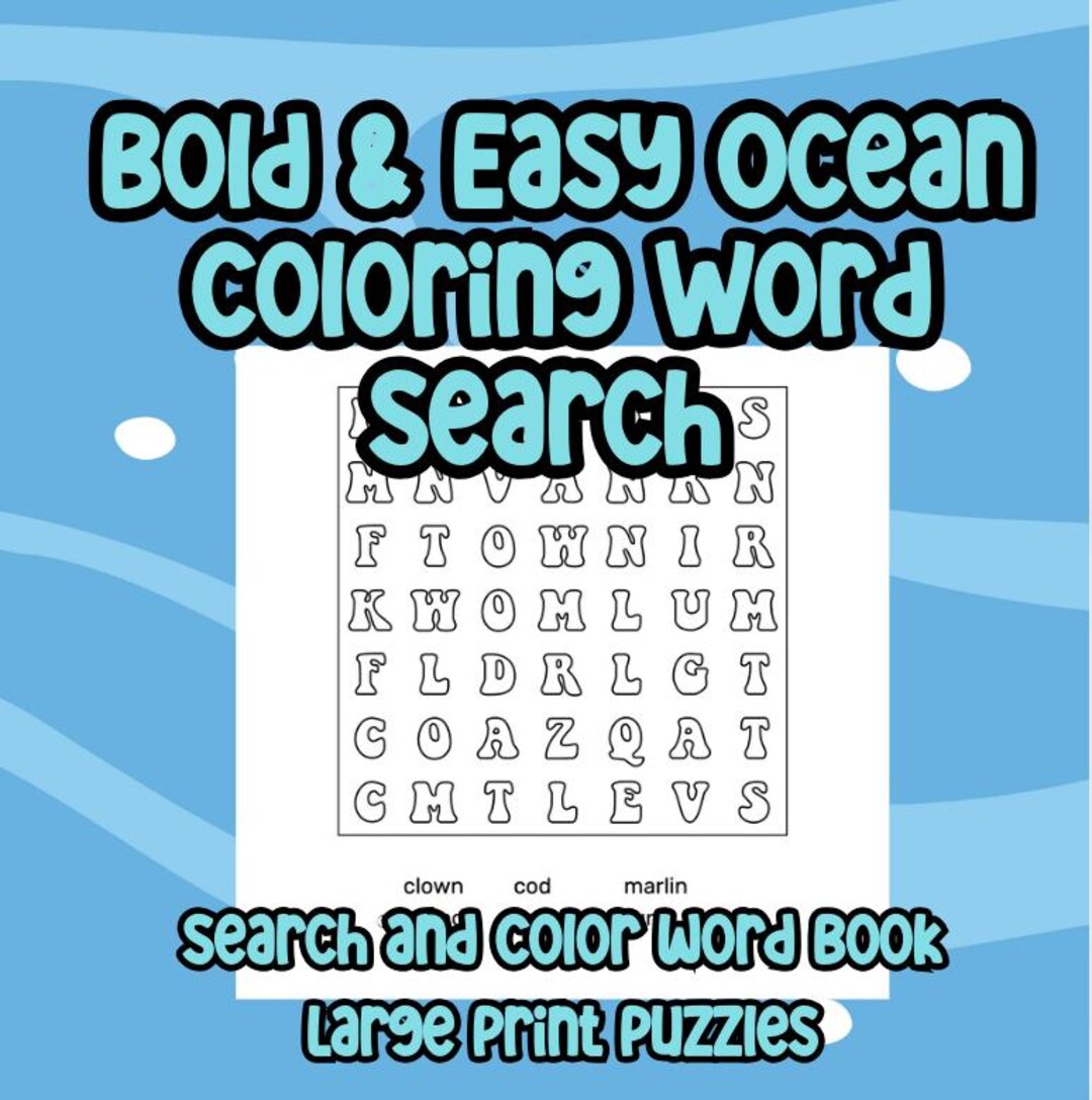 Bold and Easy Ocean Coloring Word Search Book 35 Printable Coloring ...