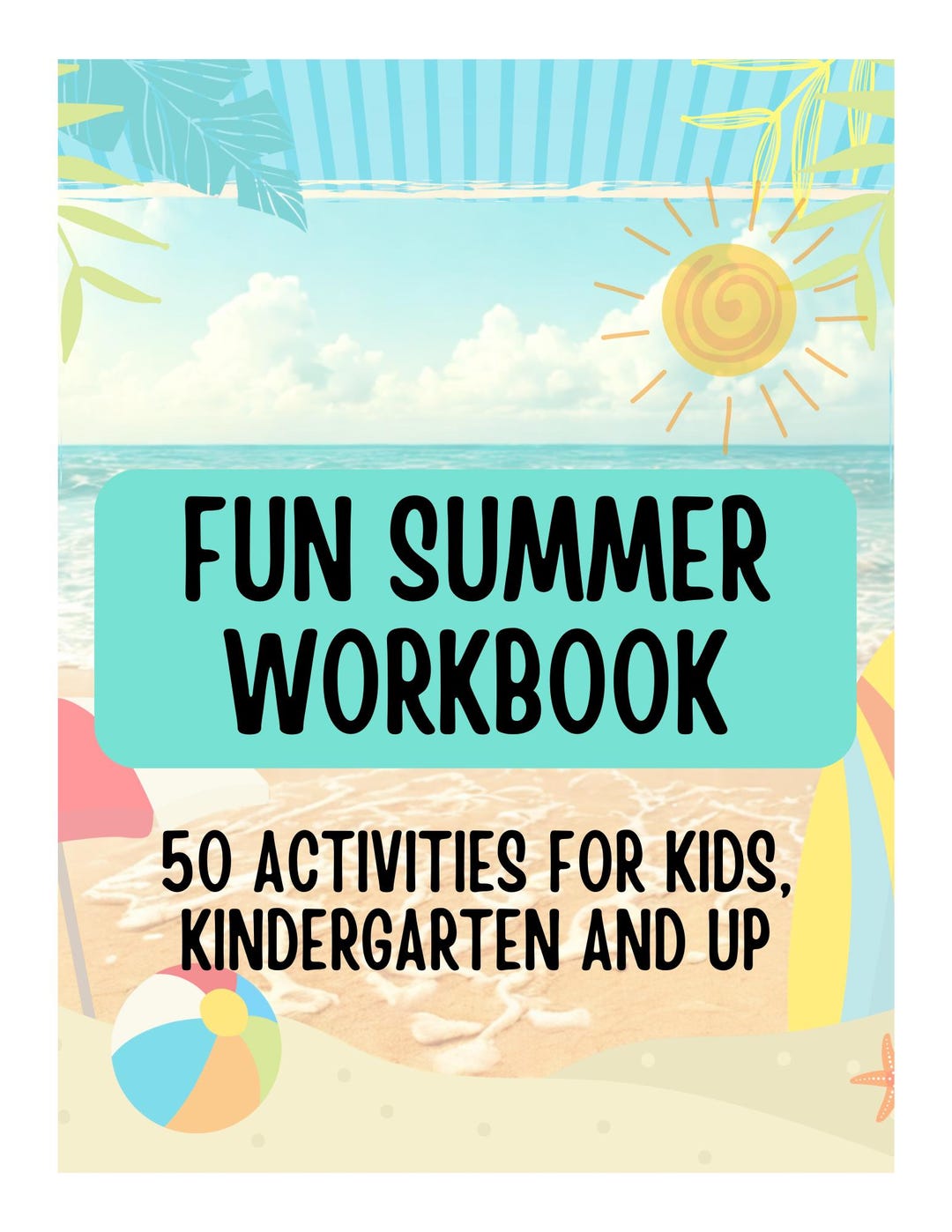 Printable Summer Activity Bundle, 50 Pages, 8.5"x 11", Kindergarten 1st ...