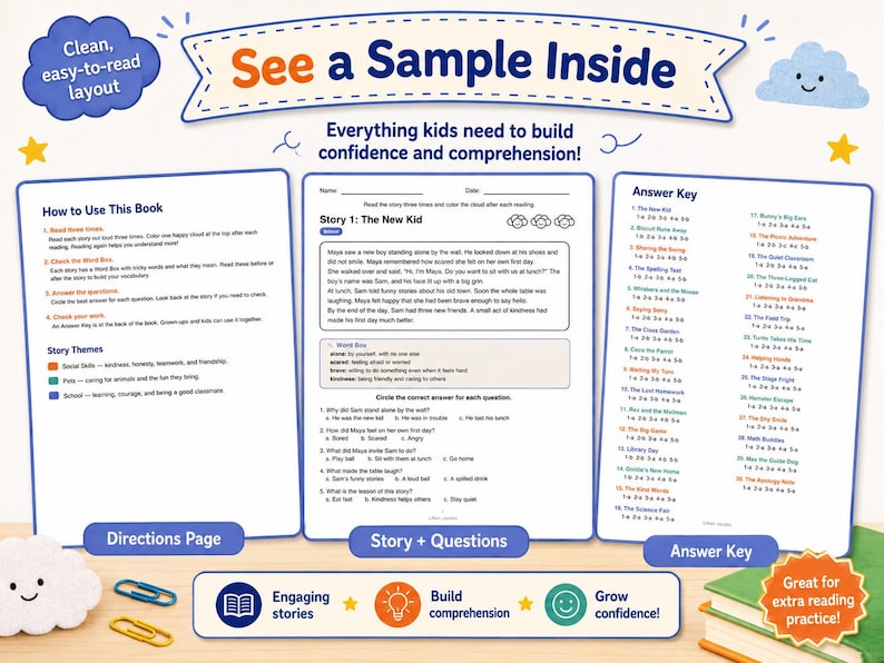 Grade 3 Reading Comprehension Workbook PDF, 30 Short Stories for Kids ...