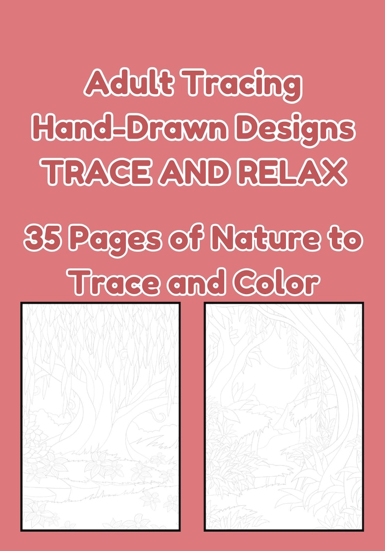 Nature Tracing Coloring Book | 30 Pages of Landscapes for Adults ...