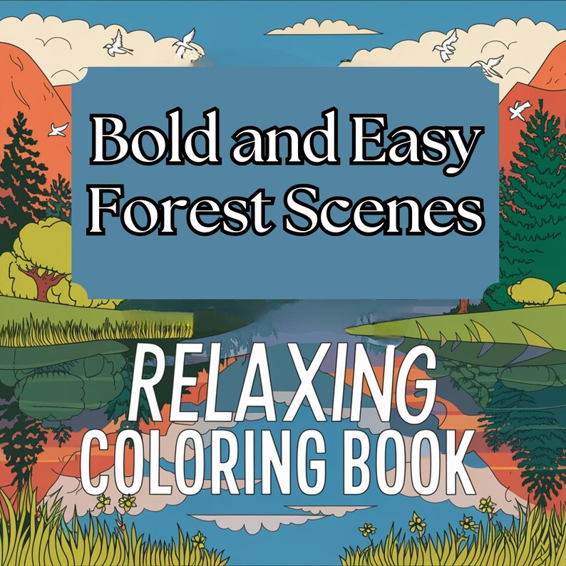 Bold and Easy Forest Scenes Printable Coloring Book | Set of 16 Simple ...