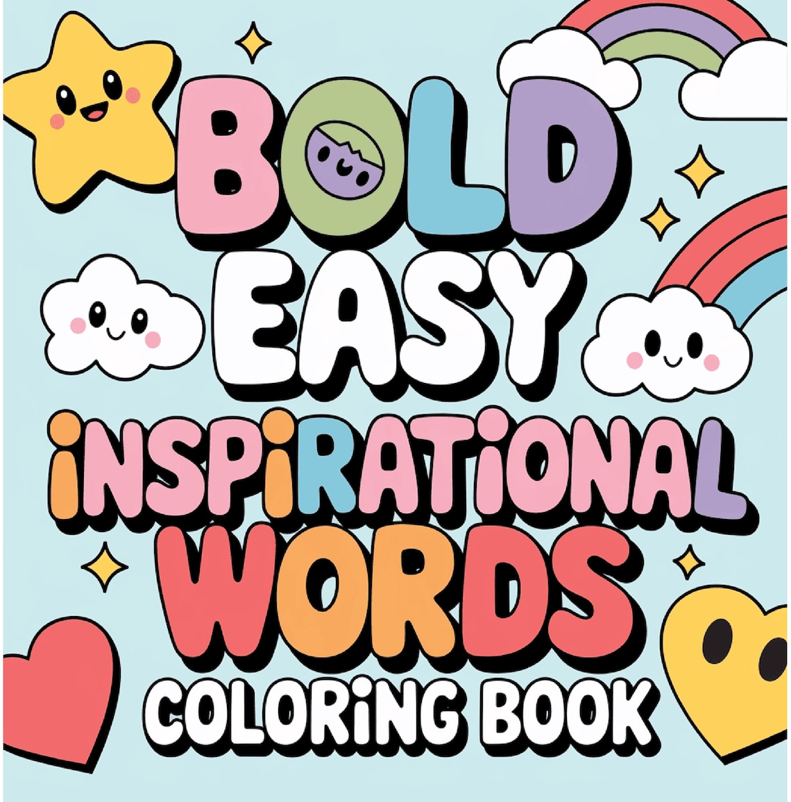 Bold and Easy Positive Words Coloring Book | 30 Adorable Inspirational ...