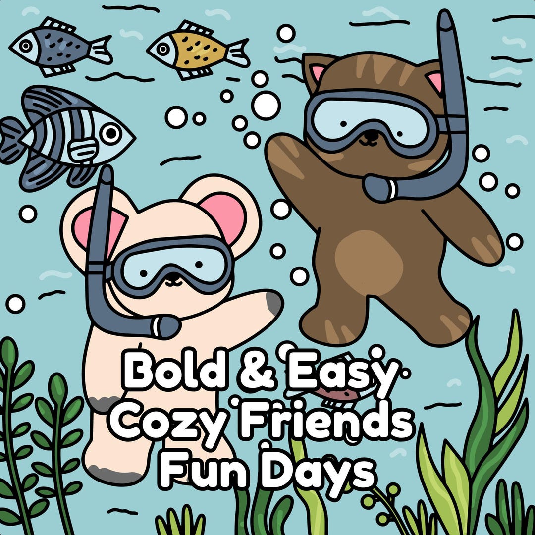 Bold and Easy Cozy Friends Fun Sports Days Coloring Book | 30 Adorable ...