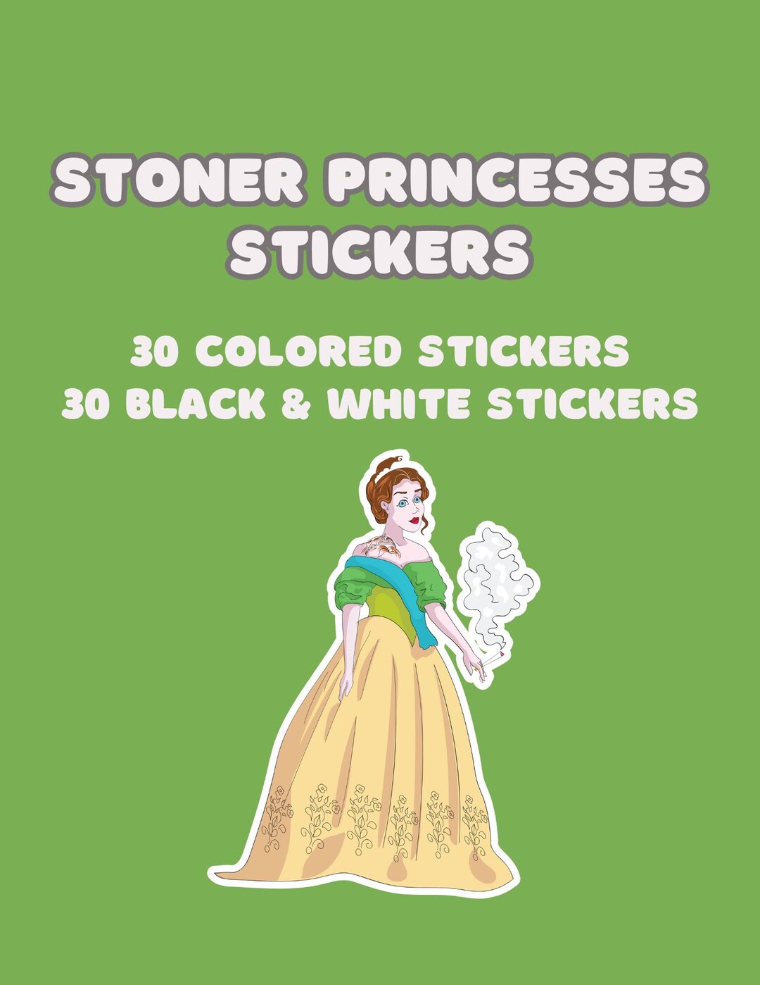 Stoner Smoking Princesses Clipart, 30 Cute Fairy Stickers Graphics ...