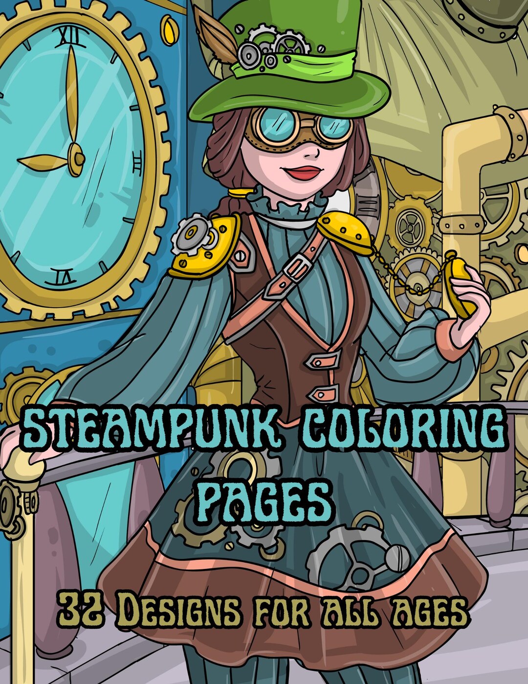 Steampunk Coloring Book 32 Printable Fantasy Coloring Pages for Teens ...