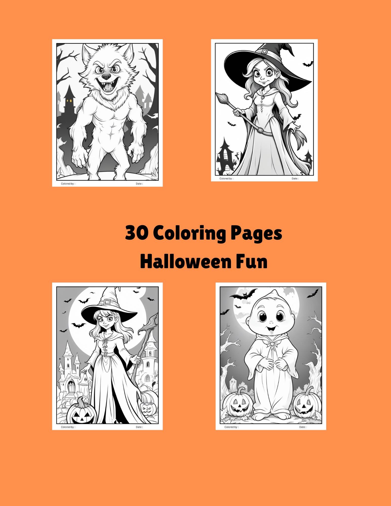 Halloween Coloring Book for Teens and Adults Set of 30 Coloring Pages ...