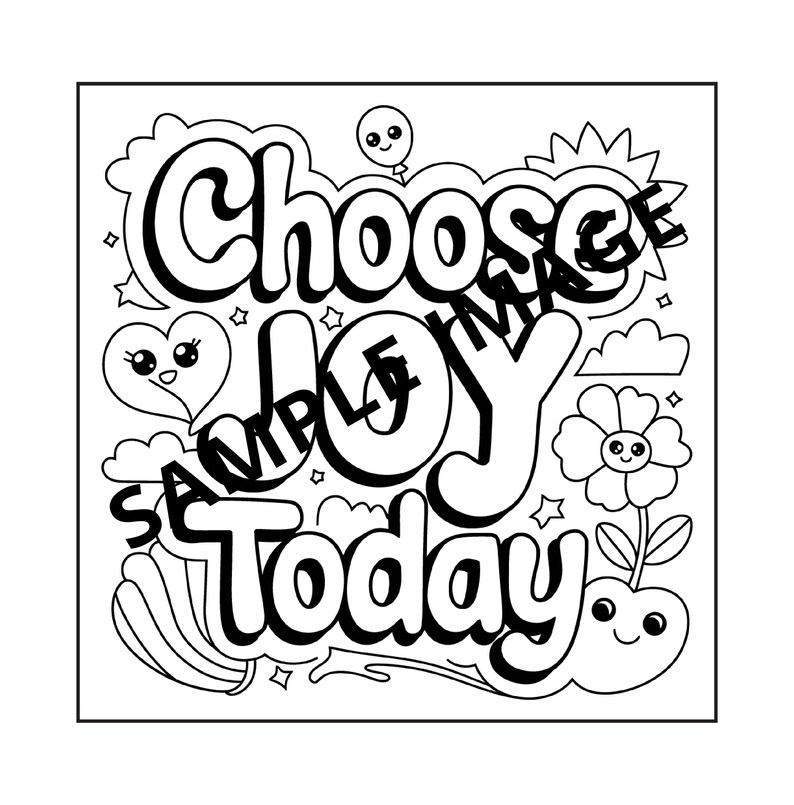 Bold and Easy Positive Words Coloring Book | 30 Adorable Inspirational ...