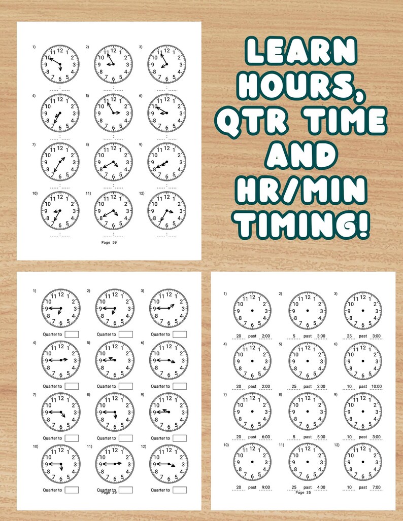 Telling Time Activity Worksheet Review Packet Learn to Tell Time ...