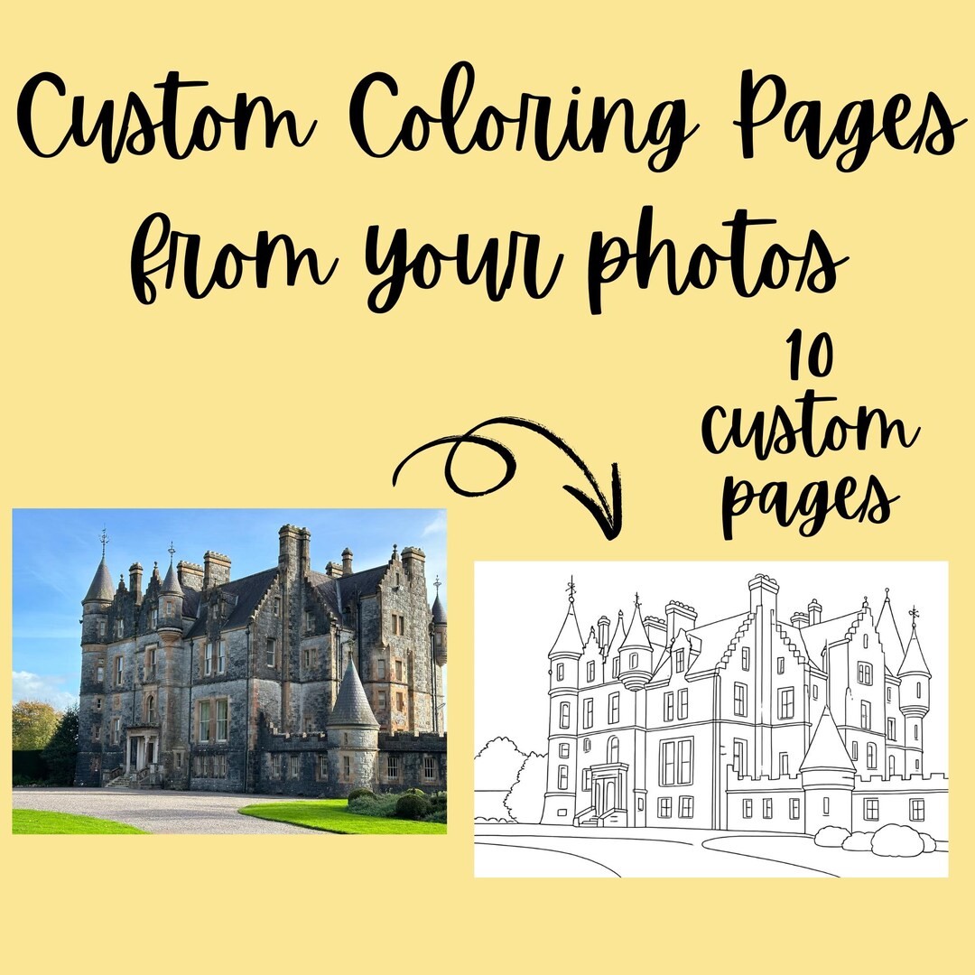 10 Custom Coloring Book Pages, Personalised Photo to Coloring Page ...