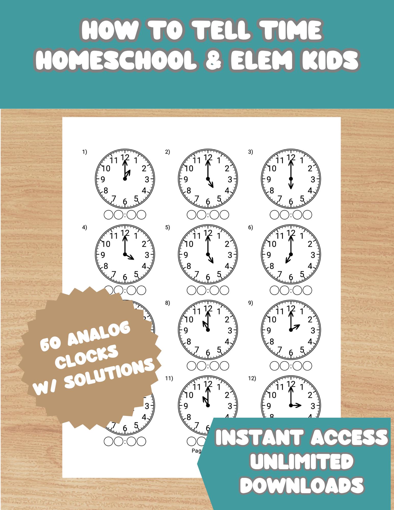 Telling Time Activity Worksheet Review Packet Learn to Tell Time ...