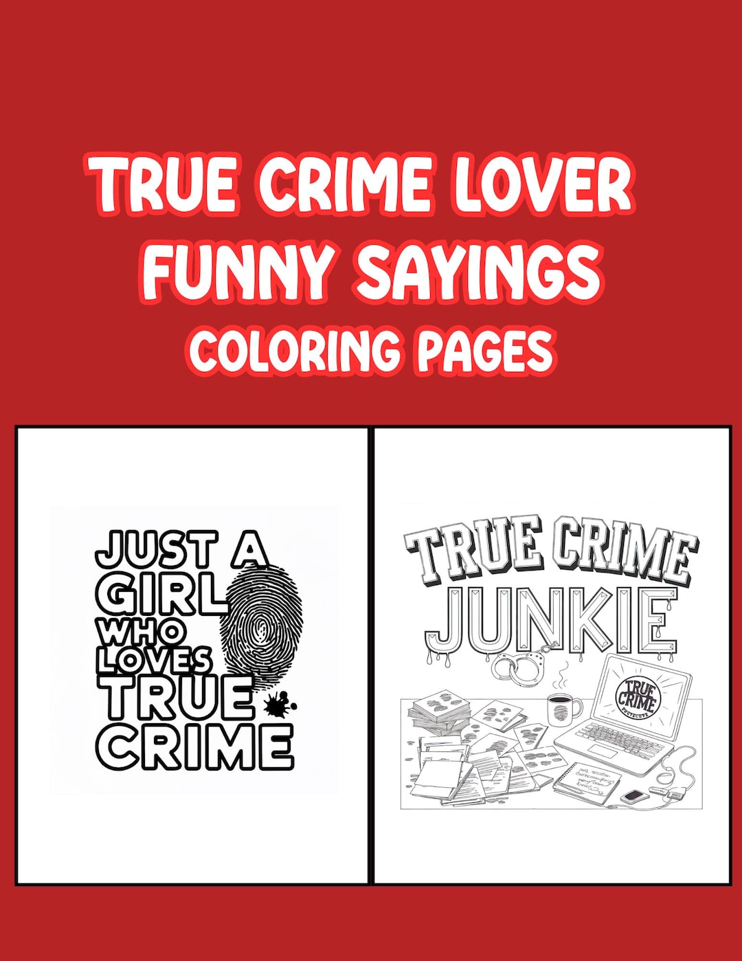 True Crime Lover Humour Coloring Book | 11 Funny Quote Sayings Coloring ...