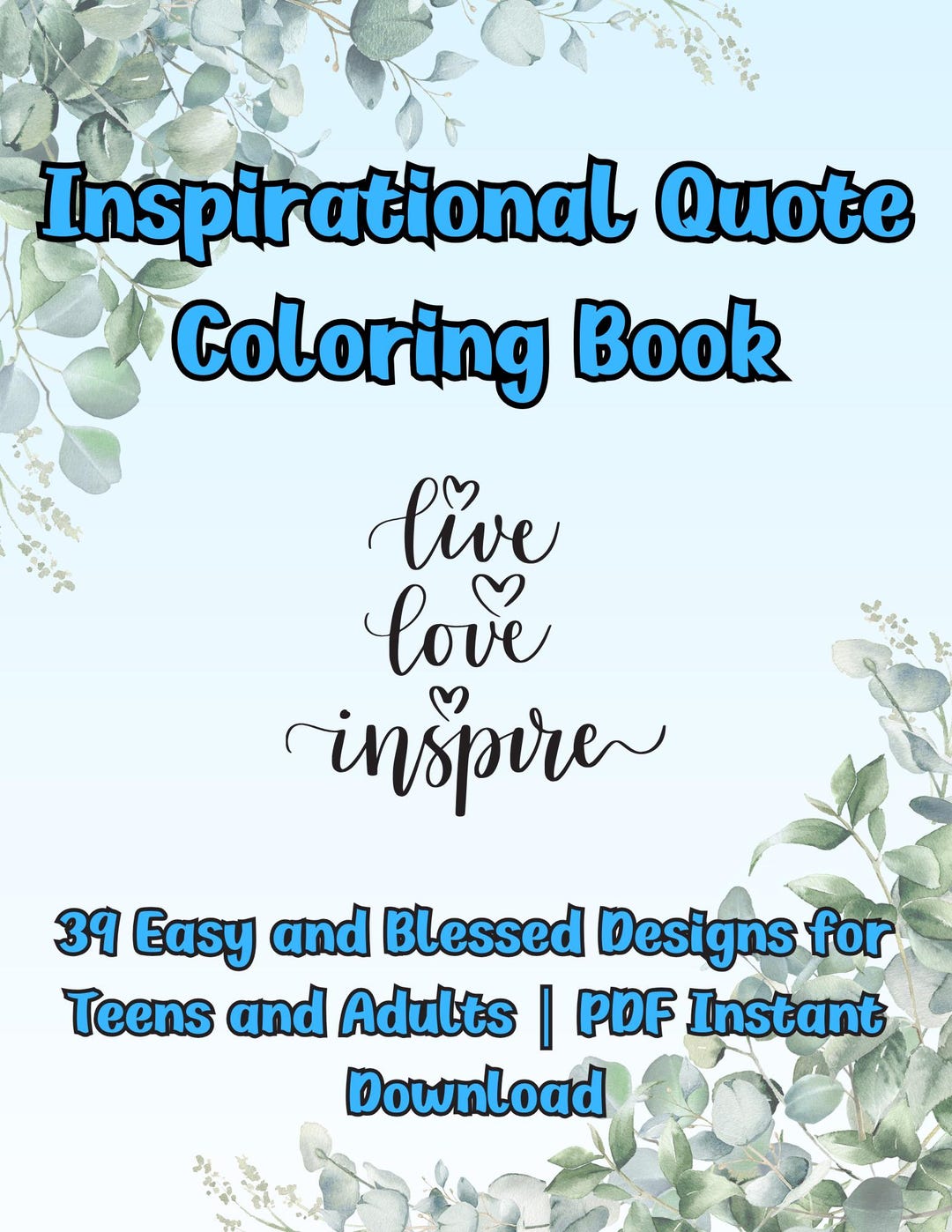 Inspirational Quote Coloring Book 39 Easy and Positive Quote Coloring ...