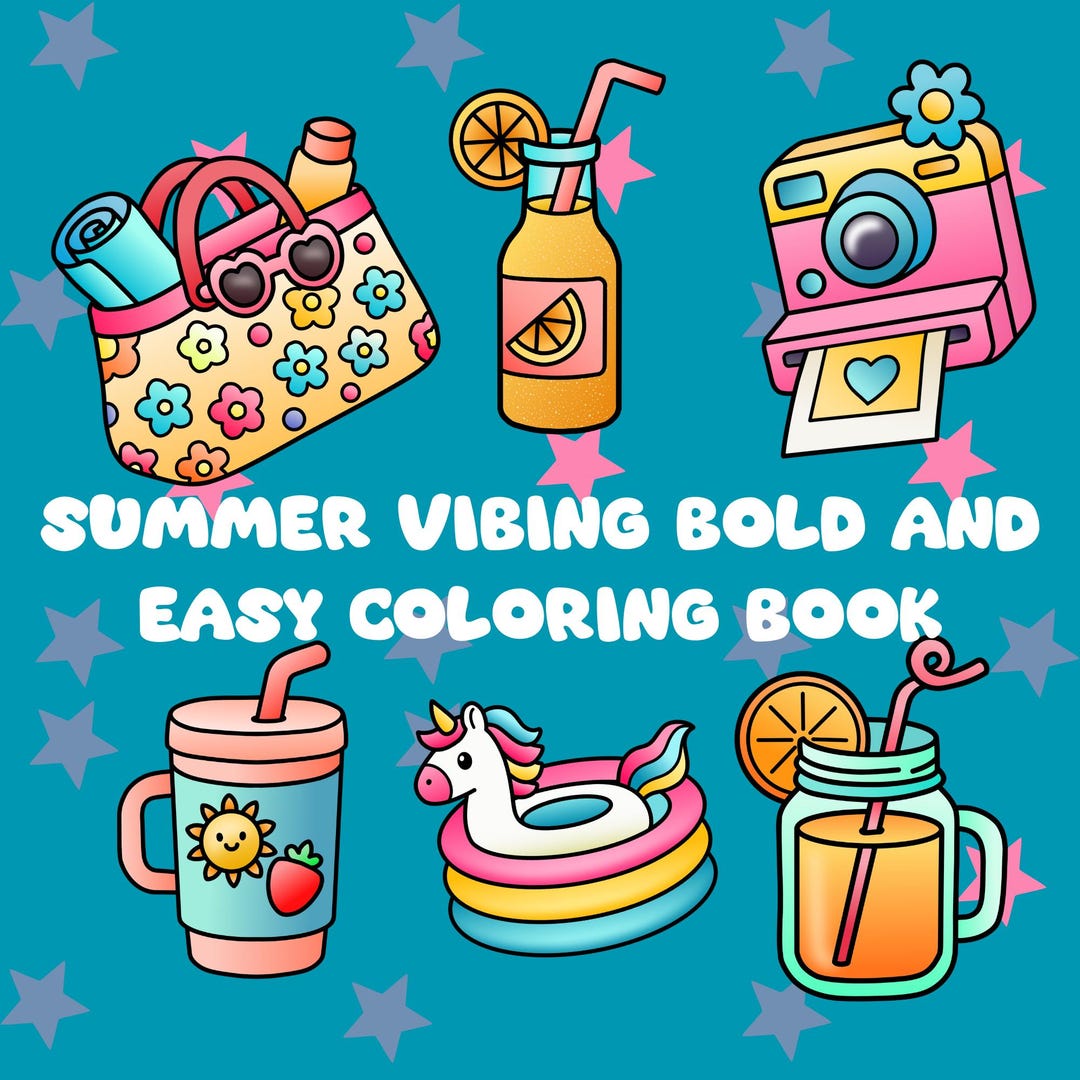 Summer Vibes Coloring Book: 20 Cozy Animal Pages (PDF Digital Download ...