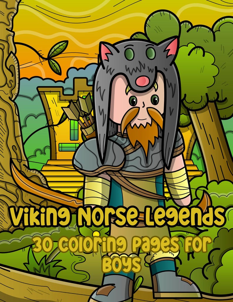 Viking Norse Legends Coloring Book for Boys | 30 Adorable Hand Drawn ...