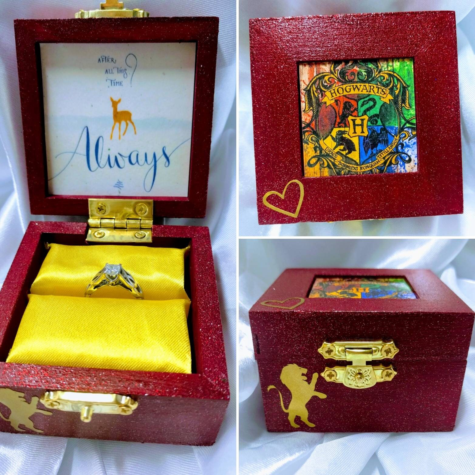 Harry Potter / Hogwarts Houses Inspired Proposal Ring Box With - Etsy
