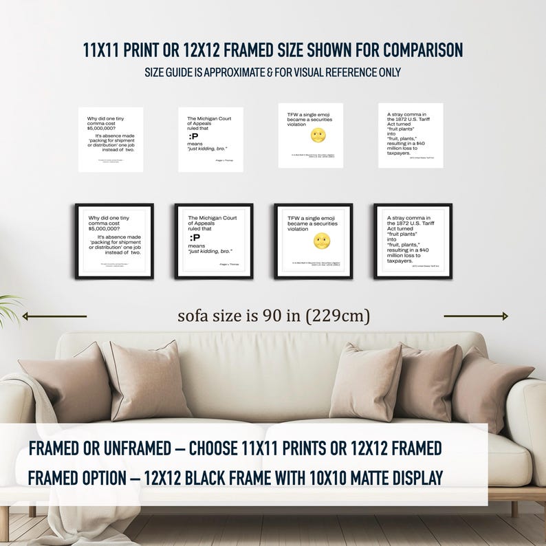 Oxford Comma, Emoji & the Law Art Prints (set of 4): Gift for Attorneys ...