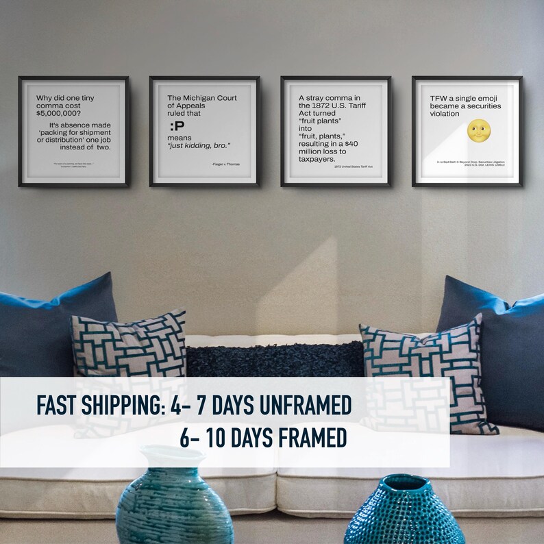 Oxford Comma, Emoji & the Law Art Prints (set of 4): Gift for Attorneys ...