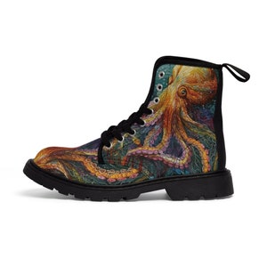 Colorful Octopus Painting Women's Canvas Boots - Etsy