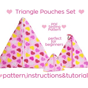 Triangle Pouch Pattern Set Pyramid Zipper Bag and Coin Purse Easy ...