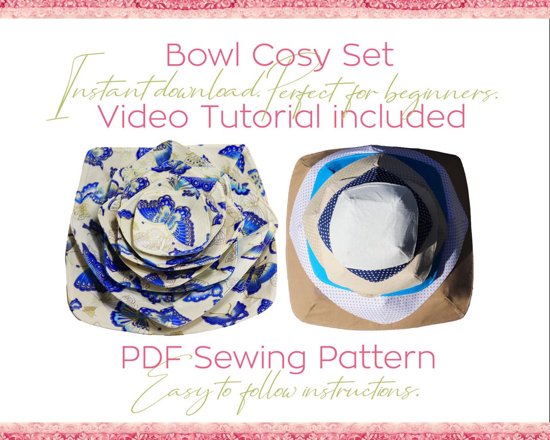 Bowl Cozy Sewing Pattern With Video Tutorial - Cricut Friendly PDF, PNG ...