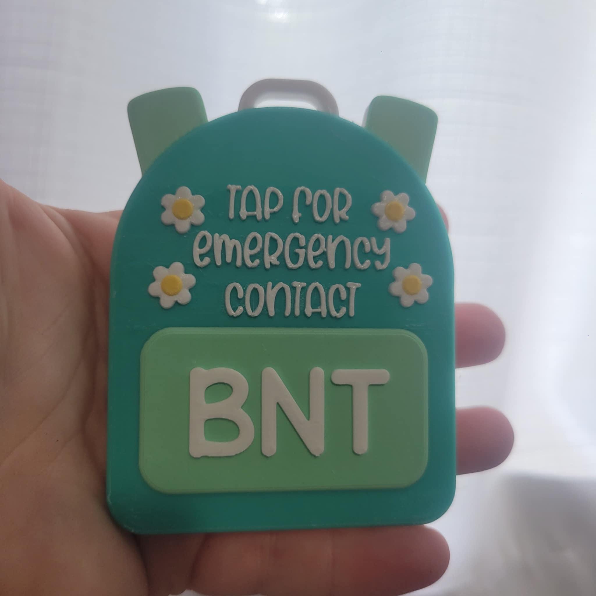 Emergency Contact Tap to Contact Backpack Tag - Custom Personalize Back ...