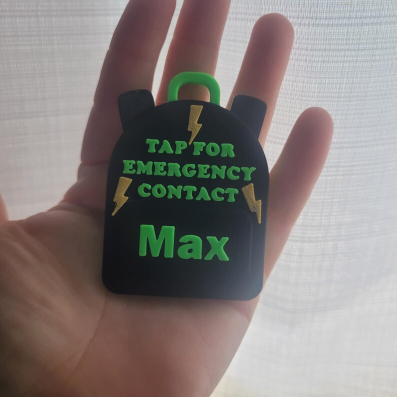 Emergency Contact Tap to Contact Backpack Tag - Custom Personalize Back ...