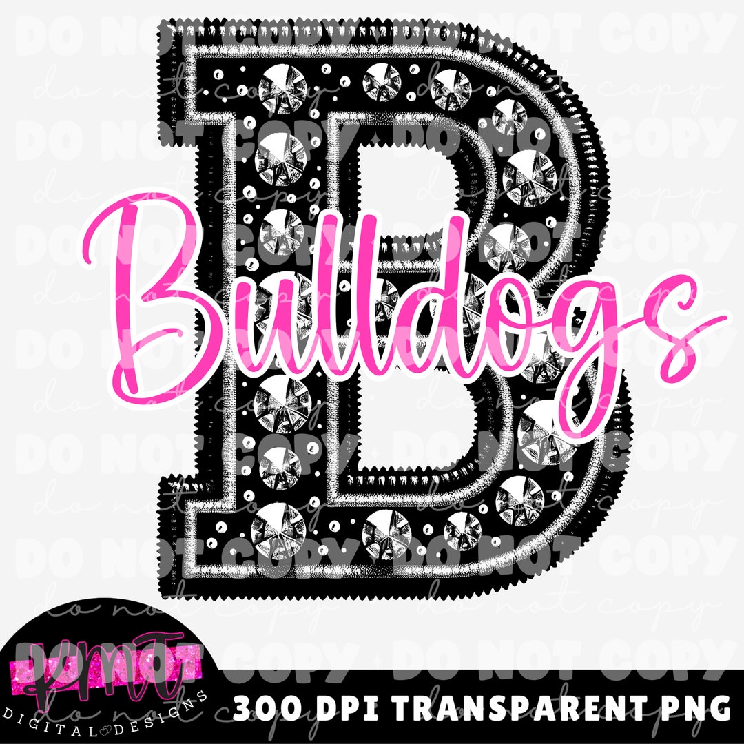 Black Faux Rhinestone Bulldogs Across Mascot Pink Out Transparent ...
