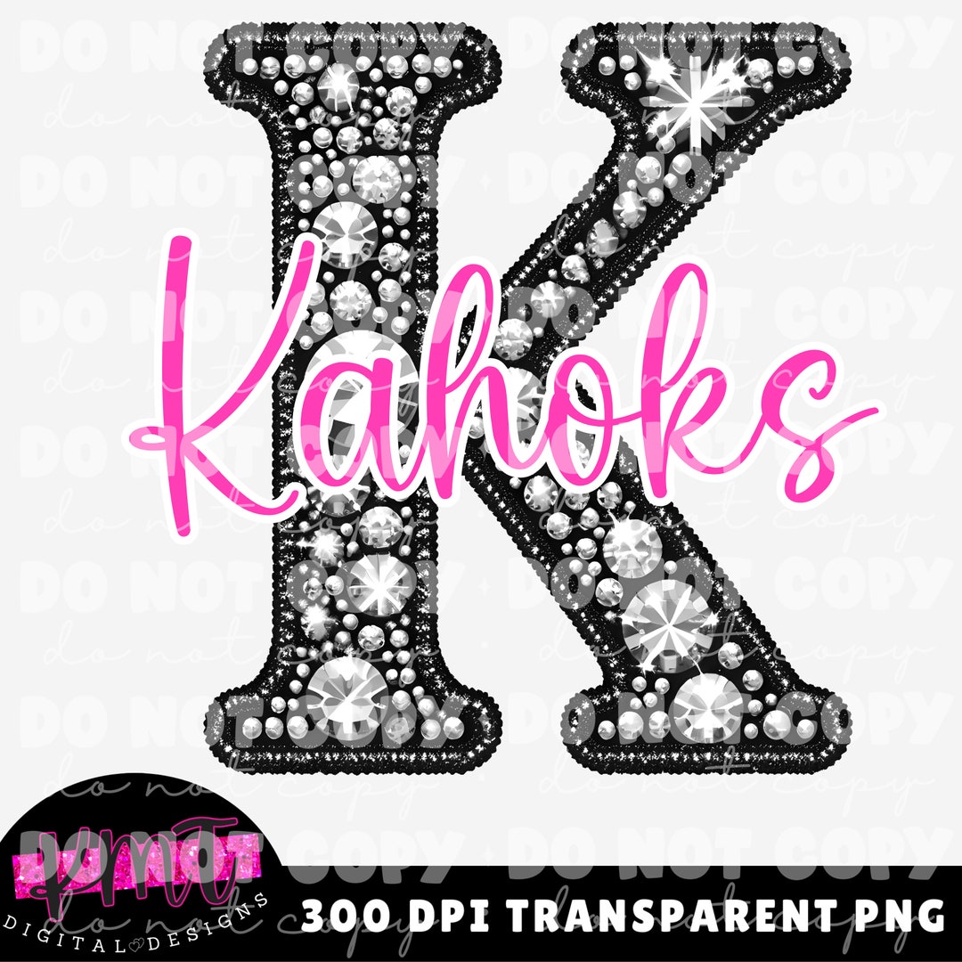 Black Faux Rhinestone Kahoks Across Mascot Pink Out Transparent Digital ...